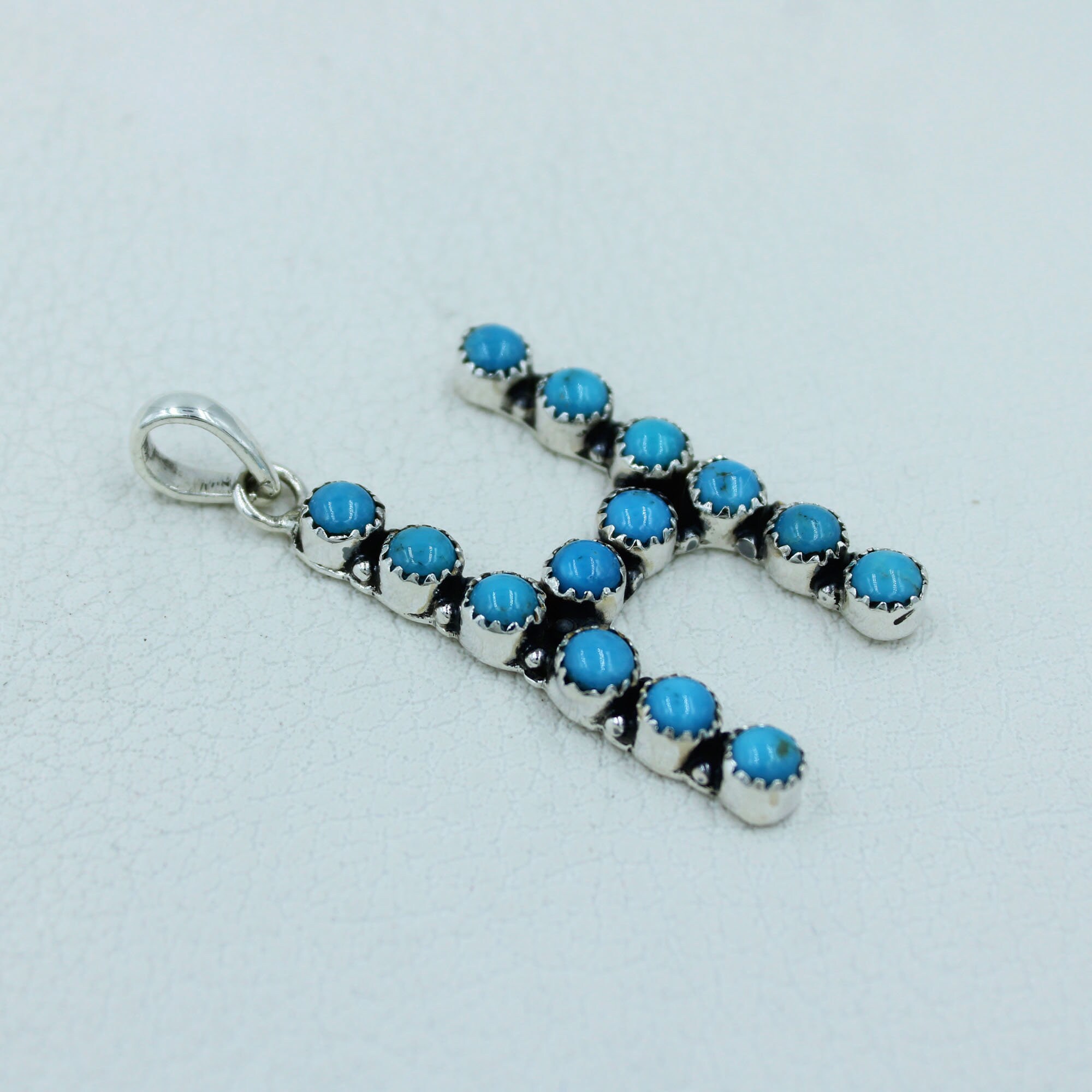 100% Genuine Turquoise Initial Letter Necklaces Arizona Turquoise ...