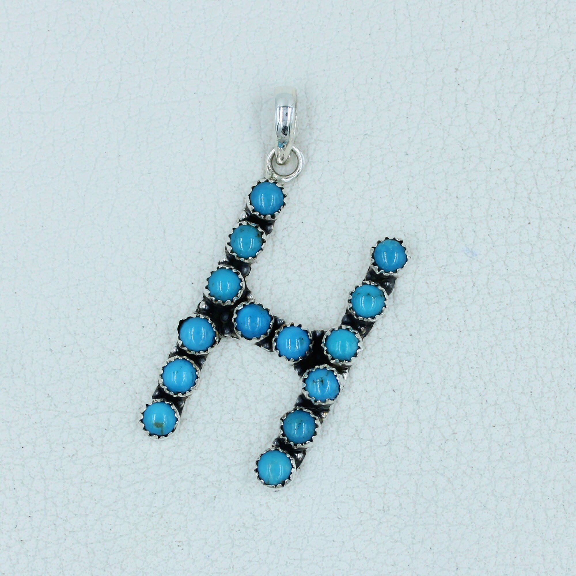 100% Genuine Turquoise Initial Letter Necklaces Arizona Turquoise ...
