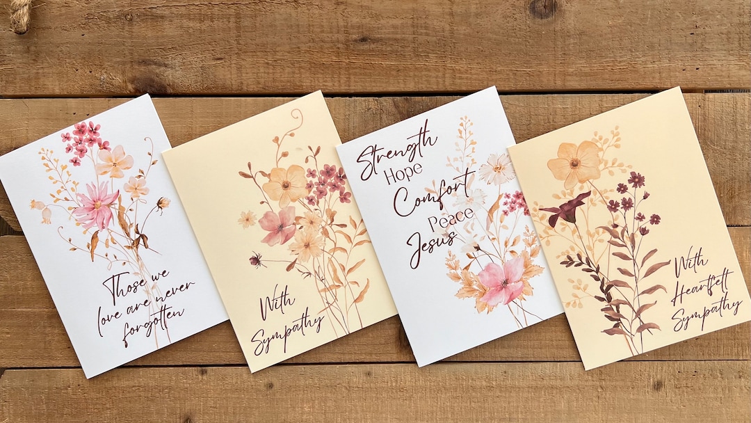 Comforting Sympathy Card Set ~ Set of 4 or 8 ~ 5x7 ~ Professionally ...