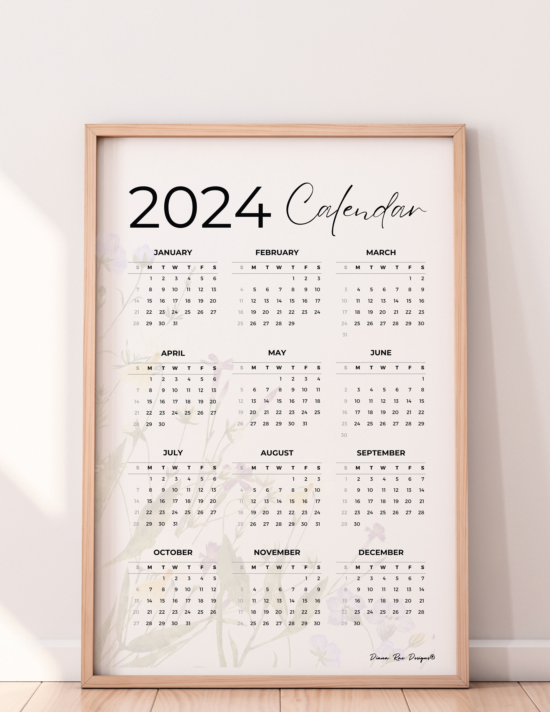 2024 Full Calendar Digital Download Print on 8.5 X 11 Size for Your ...
