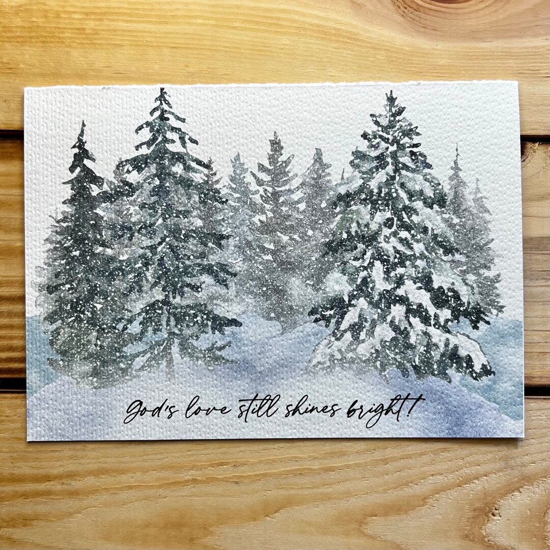 Watercolor Winter Christmas Card | Set of 6 or 12 | FREE ...
