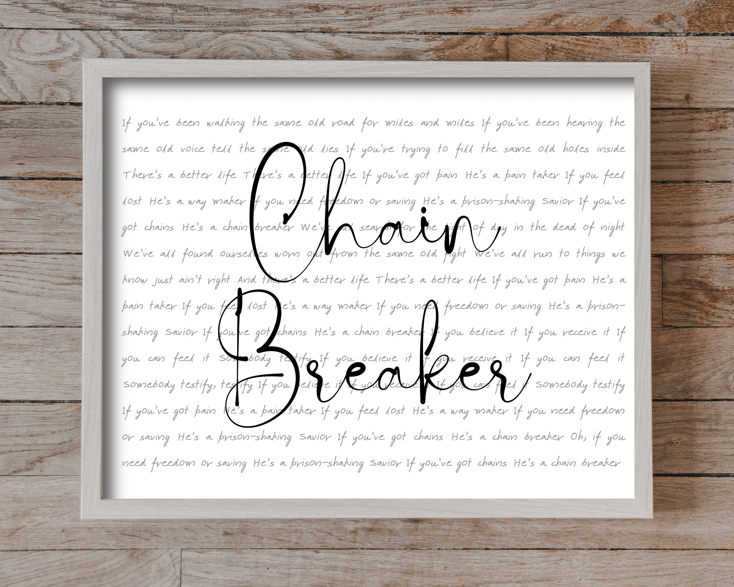 Chain Breaker, Zach Williams, Full Worship Lyrics, Printable Art, 8 X ...