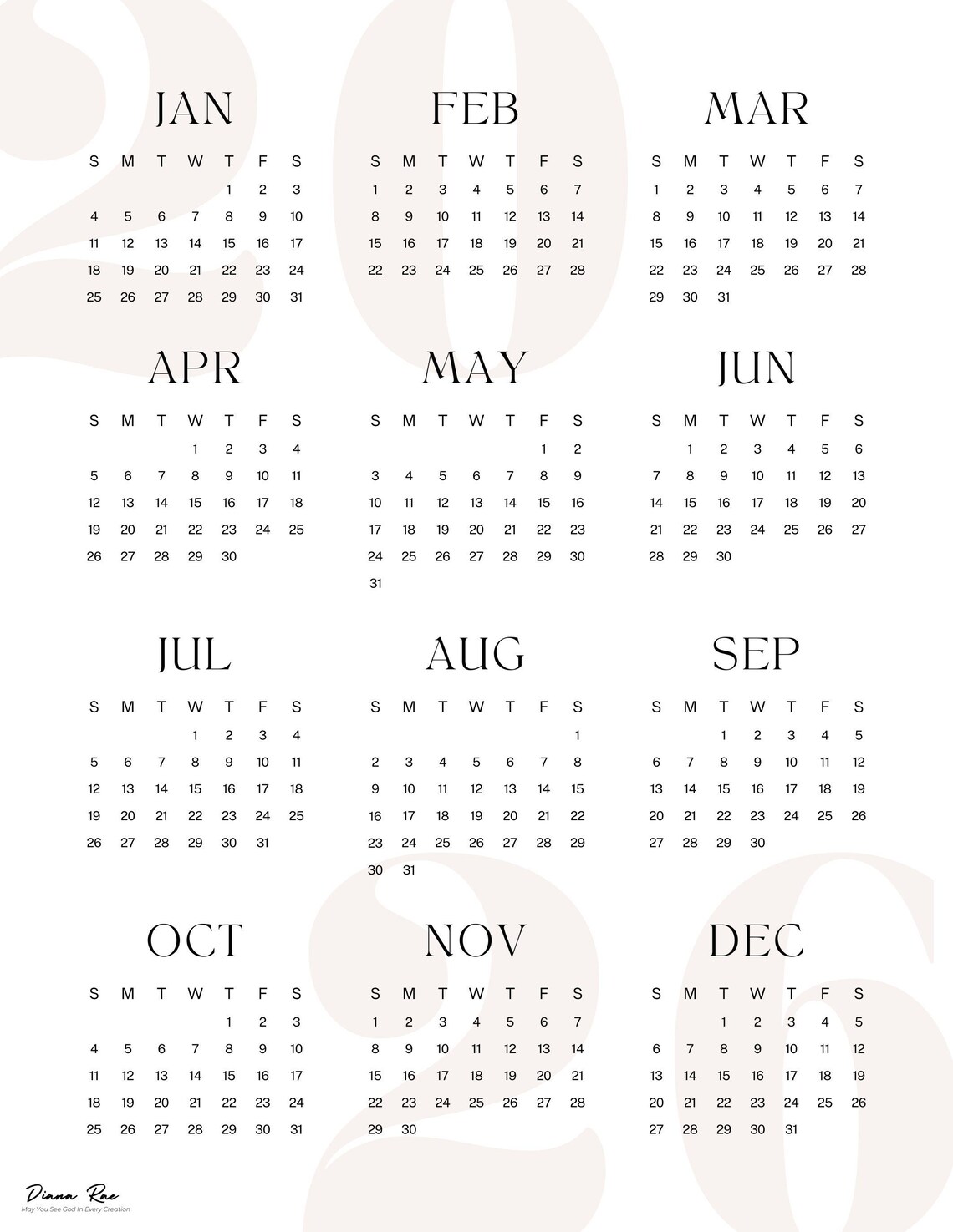 2025-2026 Wall Calendar | Digital Download | Print on 8.5 X 11 Size for ...