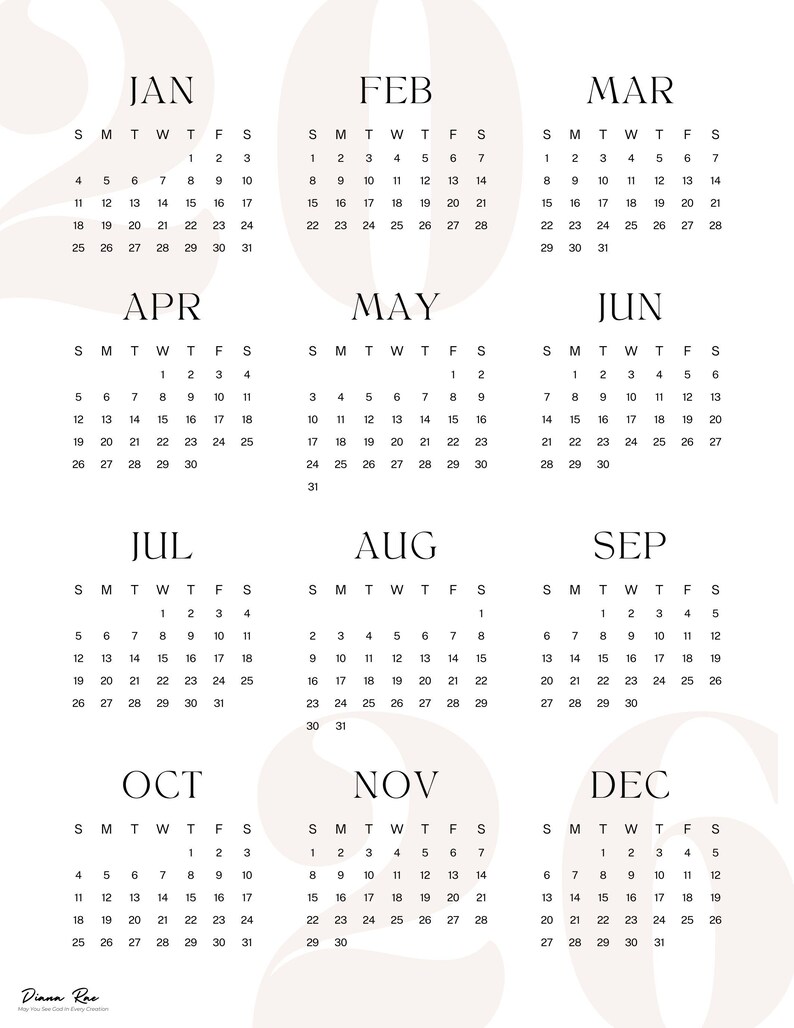 2025-2026 Wall Calendar | Digital Download | Print on 8.5 X 11 Size for ...