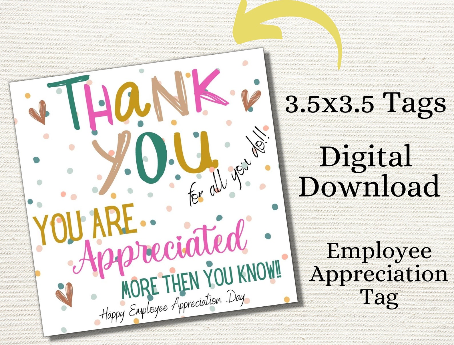 Employee Appreciation Gift Tags Employee Appreciation Tags | Etsy