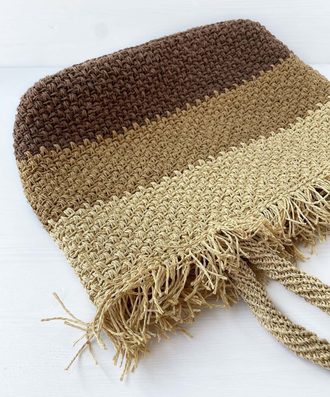 Paper Rope Straw Bag Brown Raffia Bag With Fringe Ready for Shipping - Etsy