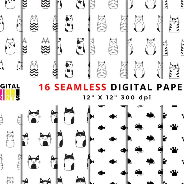 Cats Digital Paper - Etsy