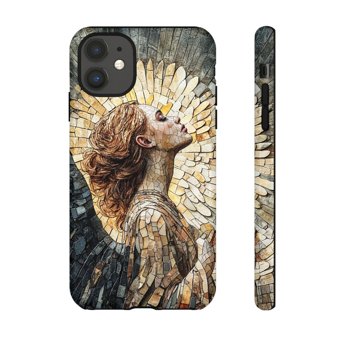 Mosaic Angel Phone Case, Angelic Mosaic Art Phone Case, Guardian Angel ...