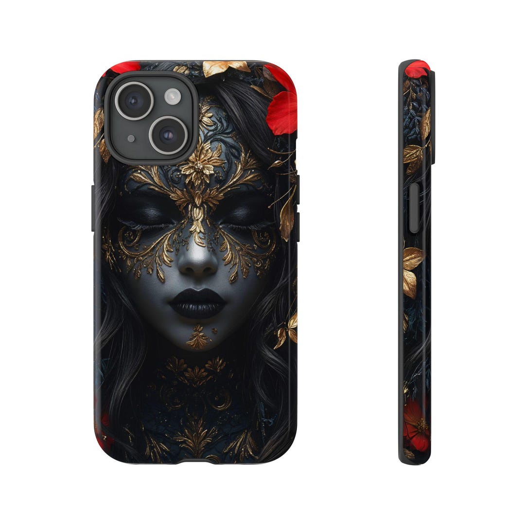 Dark Fantasy Phone Case, Artistic Mask Phone Case, Gothic Floral Phone ...