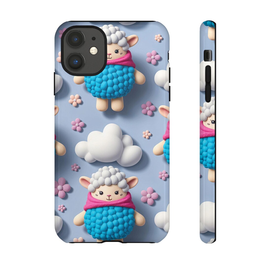 Kawaii Sheep Phone Case, Pastel Animal Phone Cover, 3D Cartoon iPhone ...