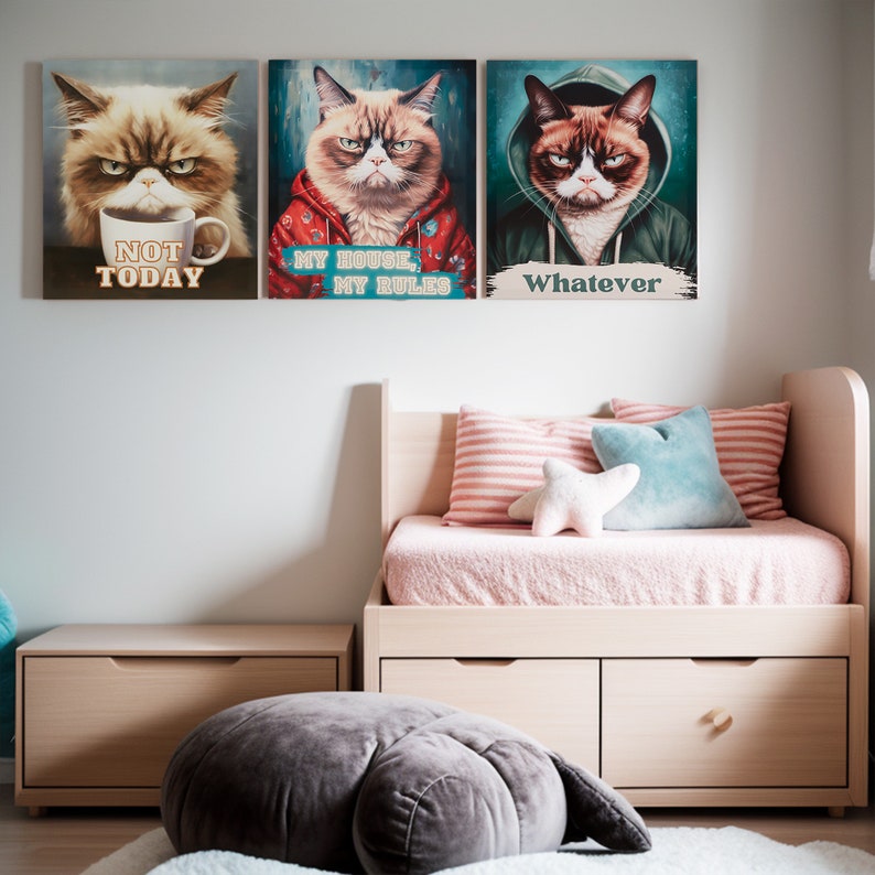 Funny Cat Wall Art for Home Decor Gifts for Cat Lover Birthday ...