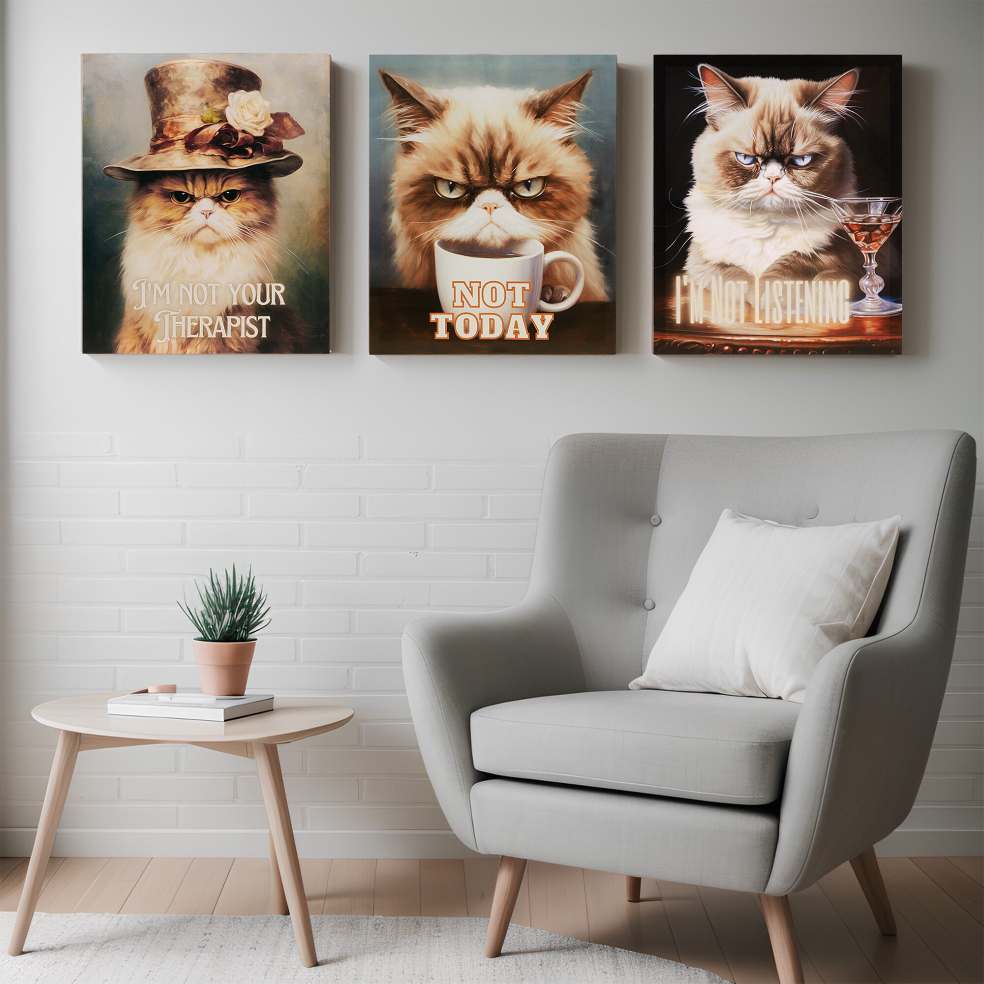 Funny Cat Wall Art for Home Decor Gifts for Cat Lover Birthday ...
