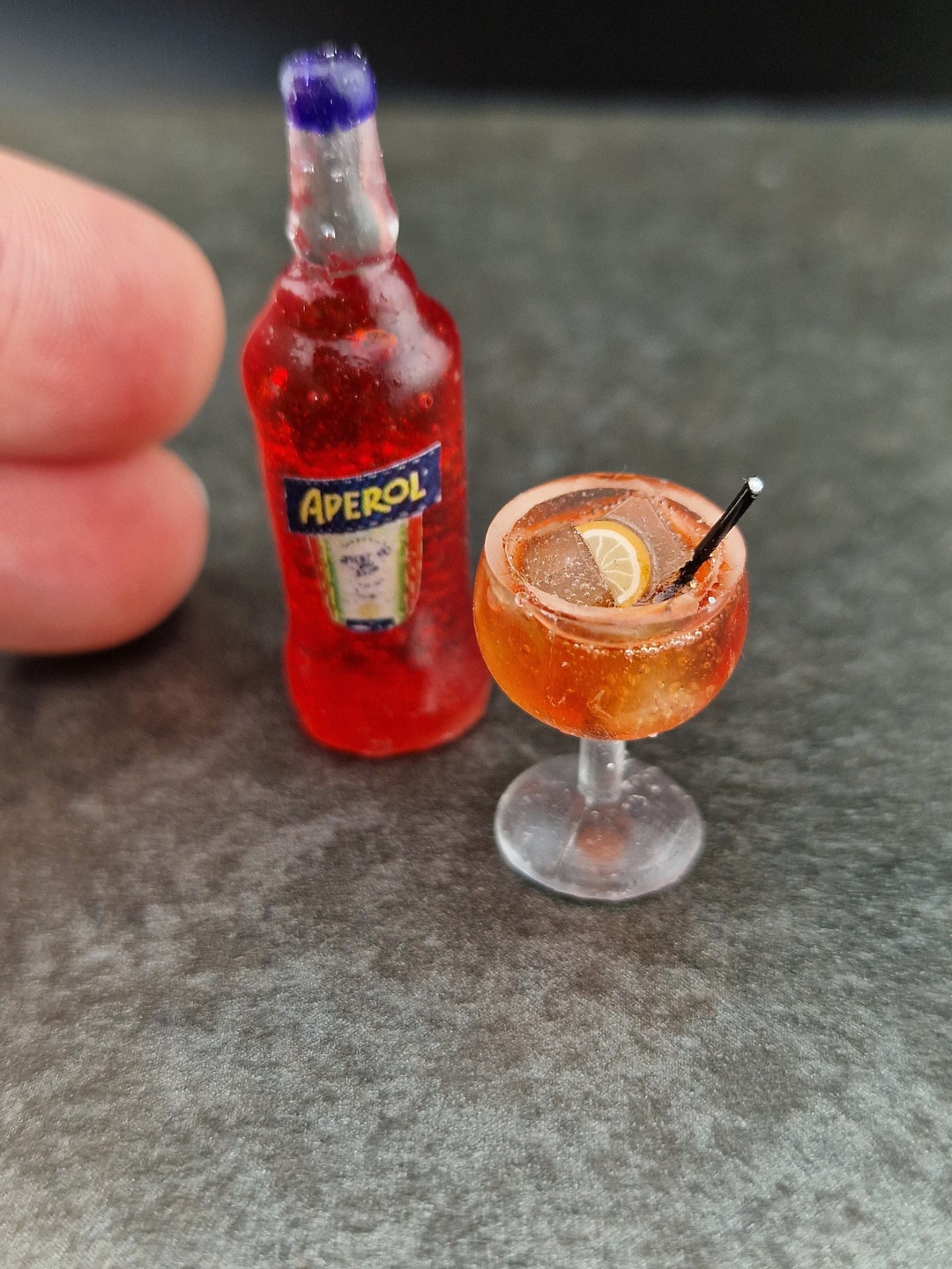 1pc (GLASS ONLY) of Miniature Handmade Aperol Spritz/drink/cocktail/miniaturefood/tiny/mini/for ...