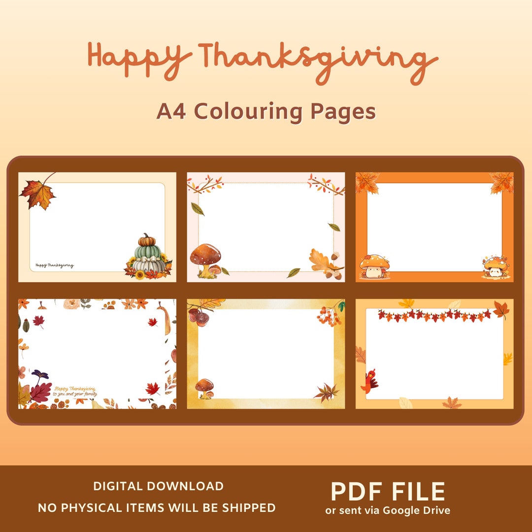 Happy Thanksgiving Page Border A4 Colouring Pages Downloadable ...