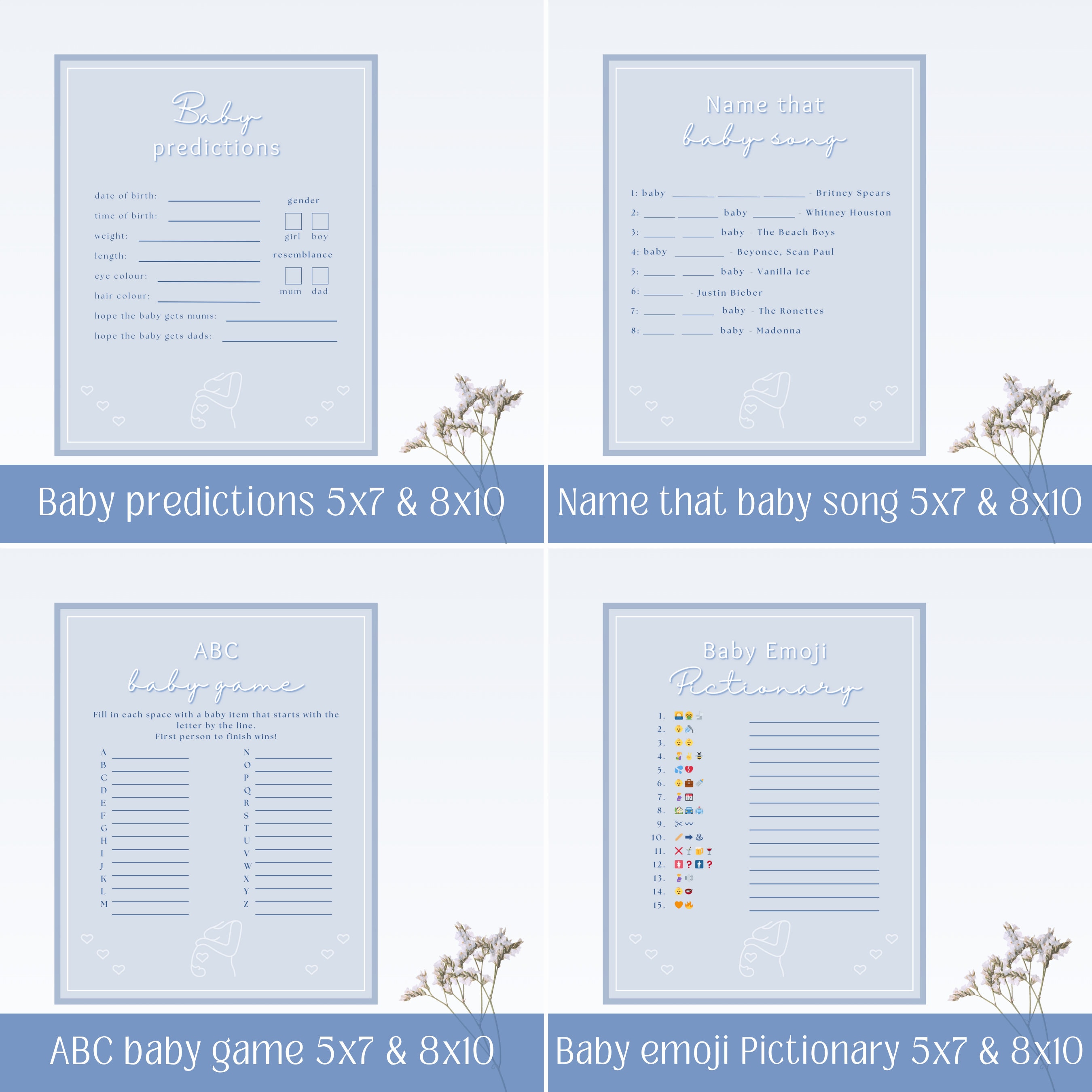 Oh Baby Game Bundle 8 GAMES Baby Shower Game Templates INSTANT DOWNLOAD ...