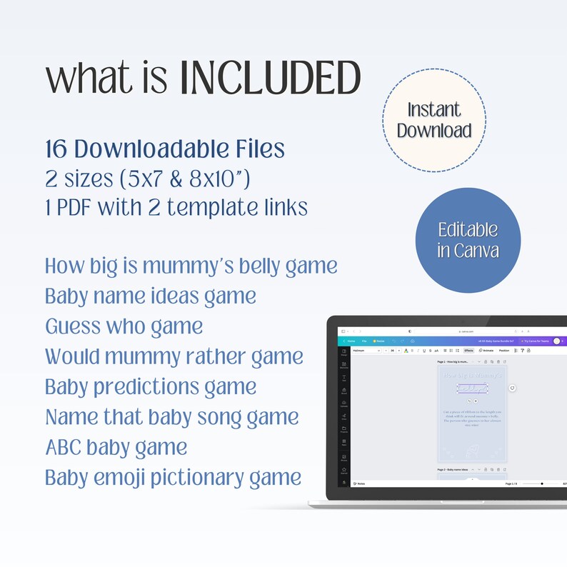 Oh Baby Game Bundle 8 GAMES Baby Shower Game Templates INSTANT DOWNLOAD ...