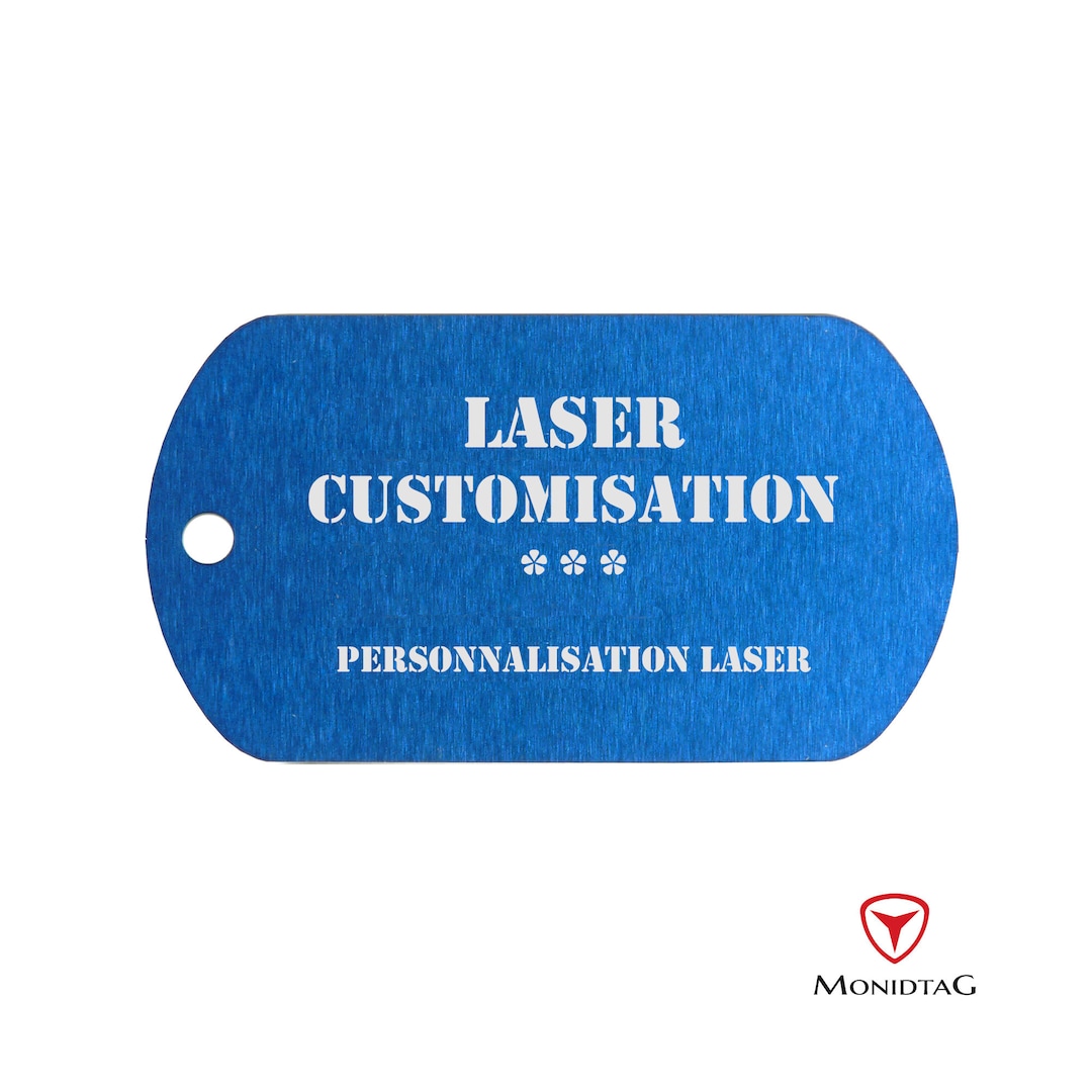 Customizable BLUE Aluminum Dog Tag Military Plate With Laser Engraving ...