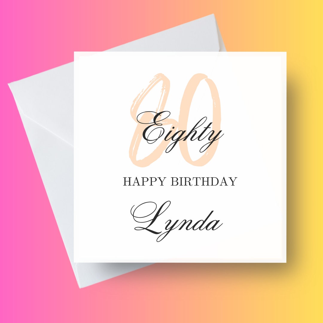 80th Birthday Card, Personalised Number Cards, Birthday Cards for Her ...