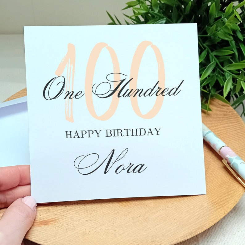 100th Birthday Card, Personalised Number Card, Birthday Cards for Her ...