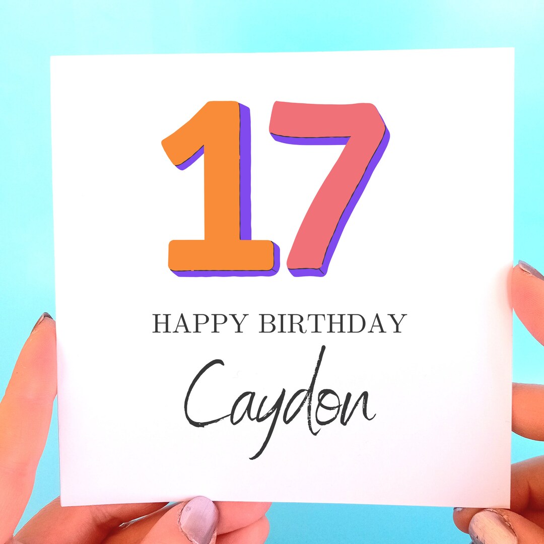 17th Birthday Card, Personalised Number Cards, Birthday Cards for Him ...