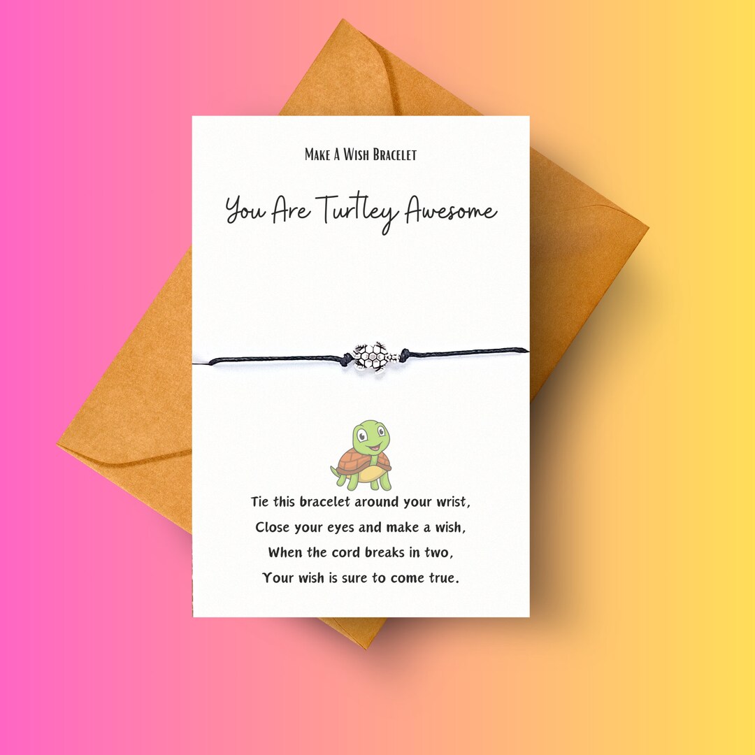 Turtle Wish Bracelet, Funny Cards, Positive Thought Gift, Sea Turtle ...