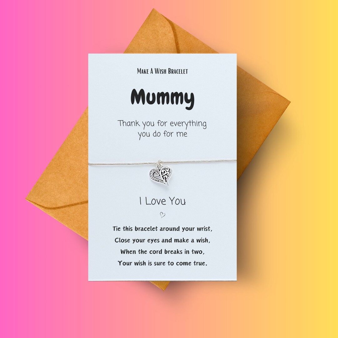 Thank You Mummy Wish Bracelet, Personalised Cards, Mum Cards, Cord ...