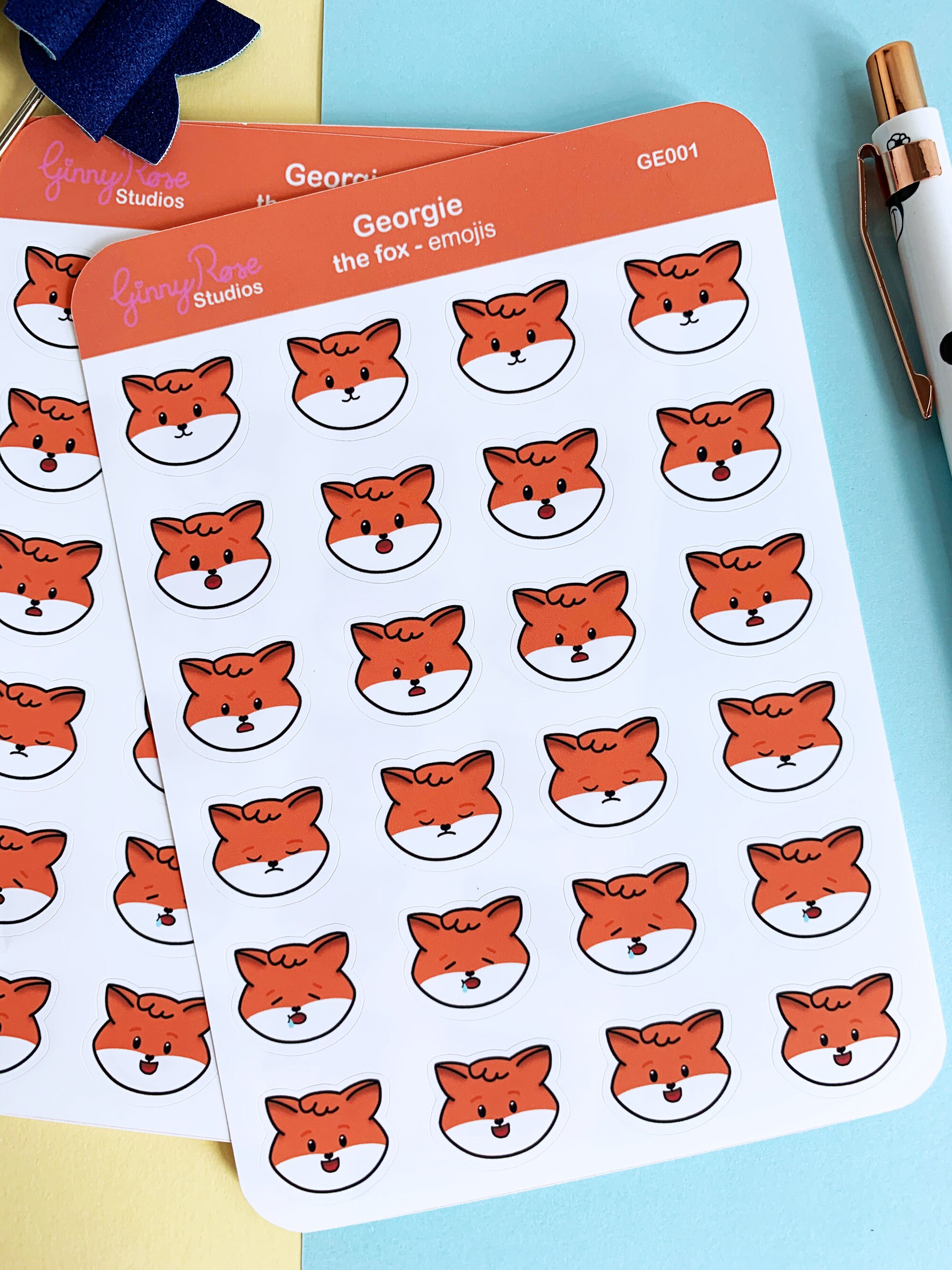 Georgie the fox emojis cute stickers kawaii matte stickers | Etsy