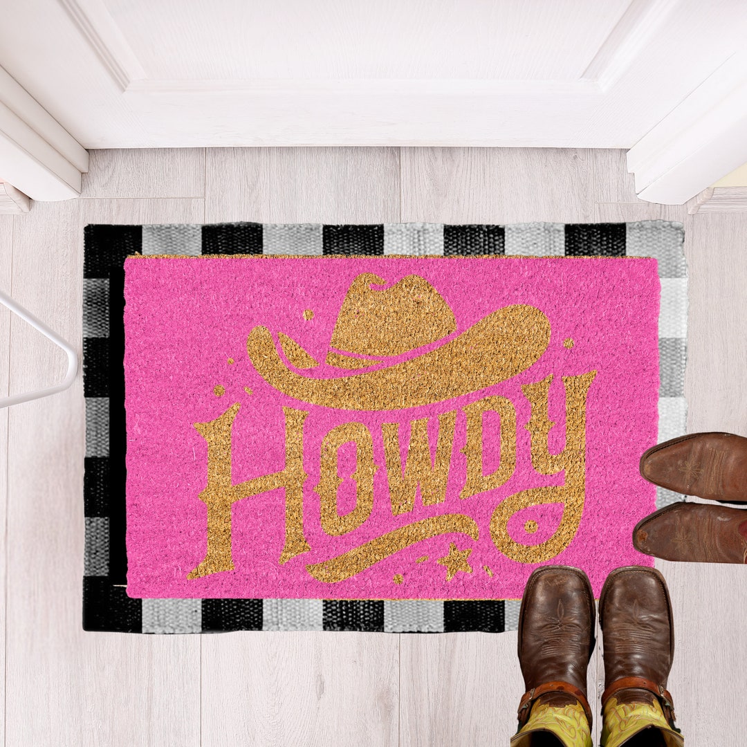 Howdy Welcome Mat Pink Western Decor Welcome Doormat Retro Western ...