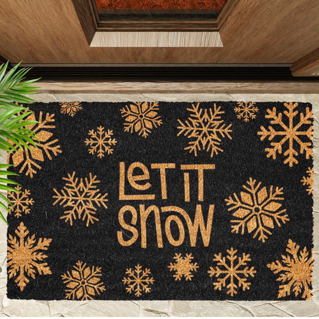 Christmas Doormat Christmas Snow Flake Door Mat Let It Snow Seasonal ...