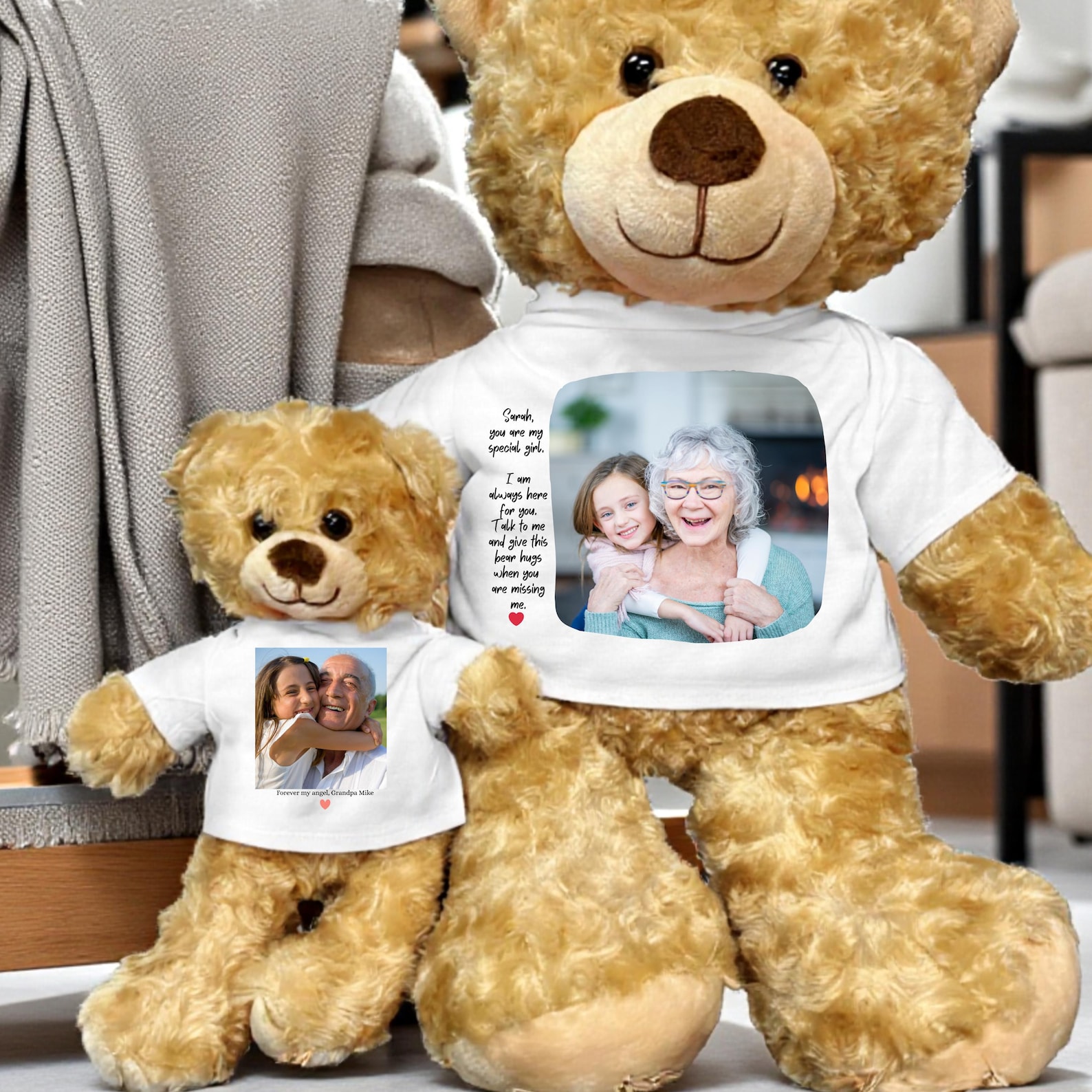 Custom Memory Bear Memorial Gift for Loss of Loved One Teddy Bear With ...
