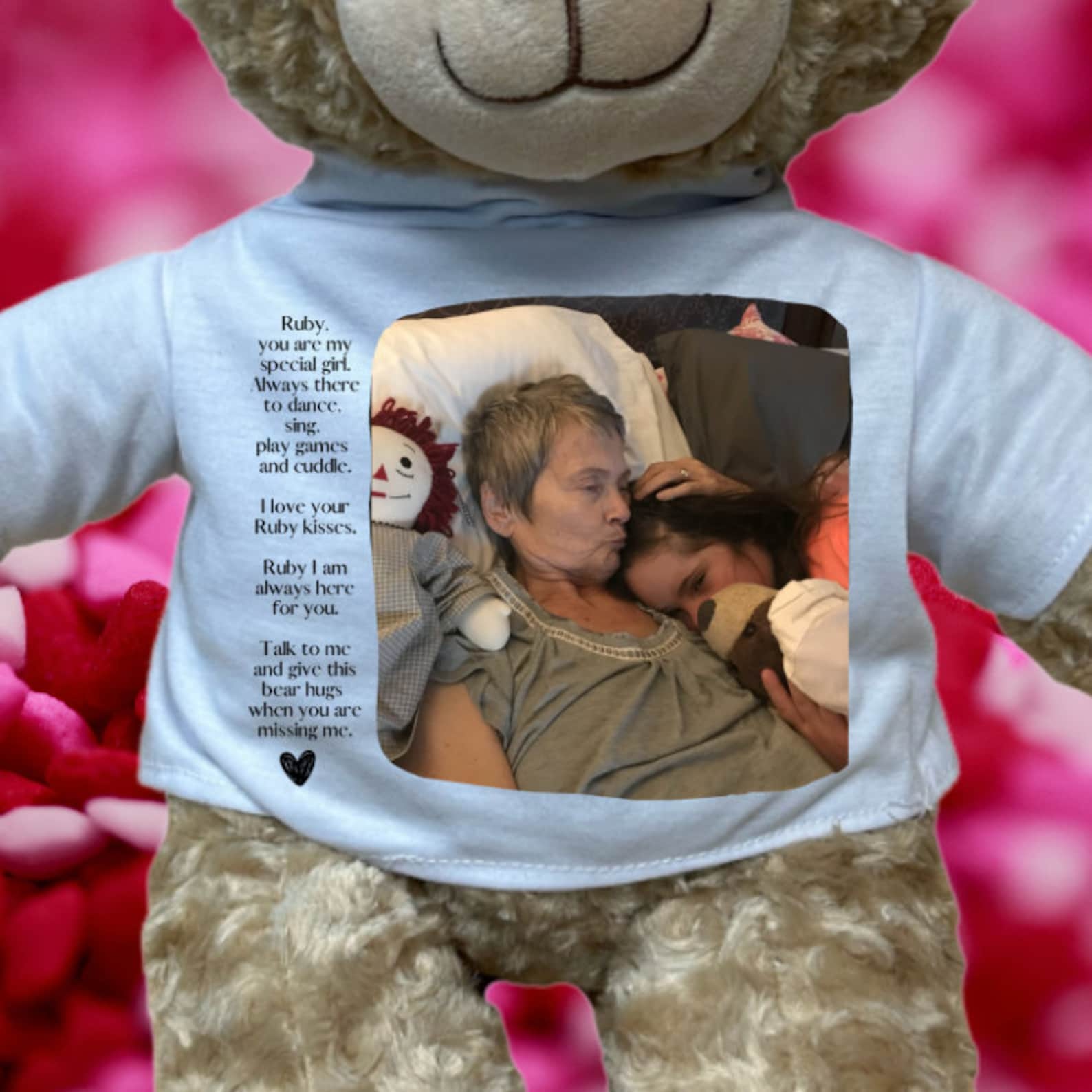 Custom Memory Bear Memorial Gift for Loss of Loved One Teddy Bear With ...