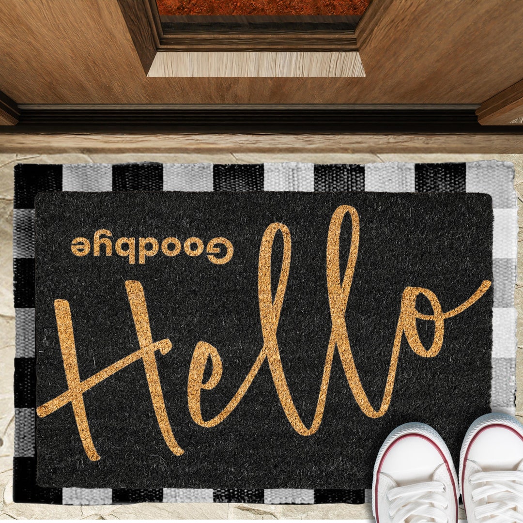 Hello Doormat Welcome Mat Hello Goodbye Mat Custom Door Mat ...