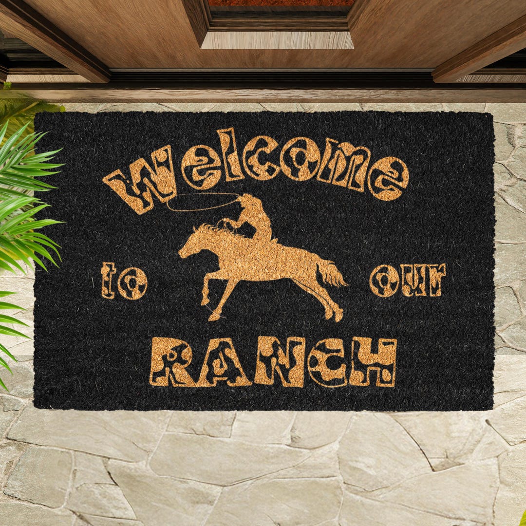 Western Decor Welcome Door Mat Welcome to Our Ranch Farm House Door Mat ...