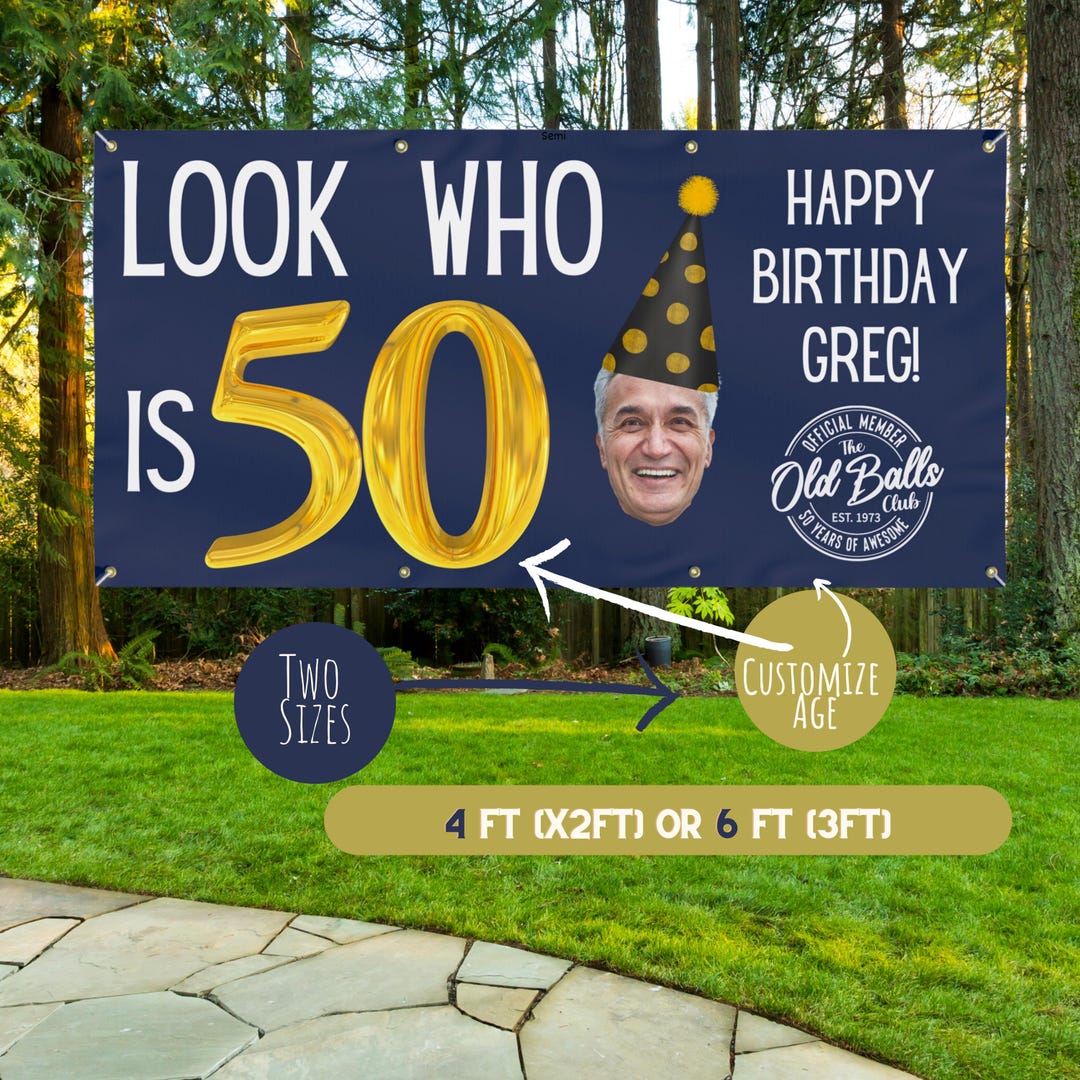 50th Birthday Banner for Men 50th Birthday Decor Large Birthday Banner ...