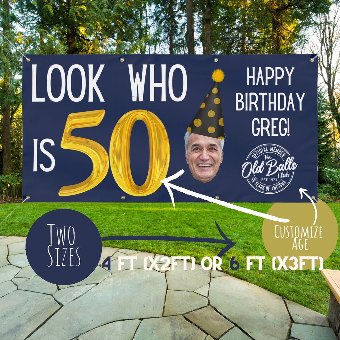 50th Birthday Banner for Men 50th Birthday Decor Large Birthday Banner ...