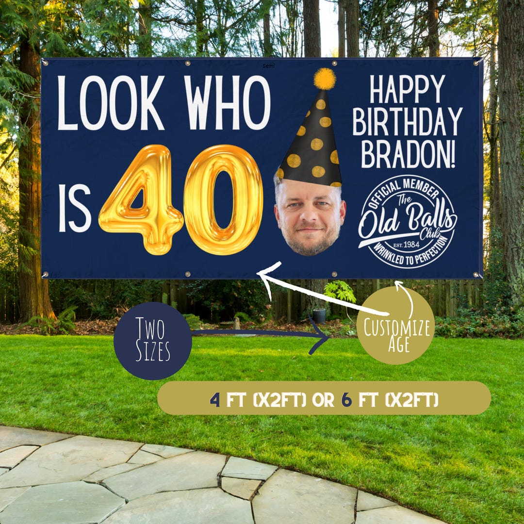 40th Birthday Banner 40th Birthday Party Banner for Him Funny Birthday ...