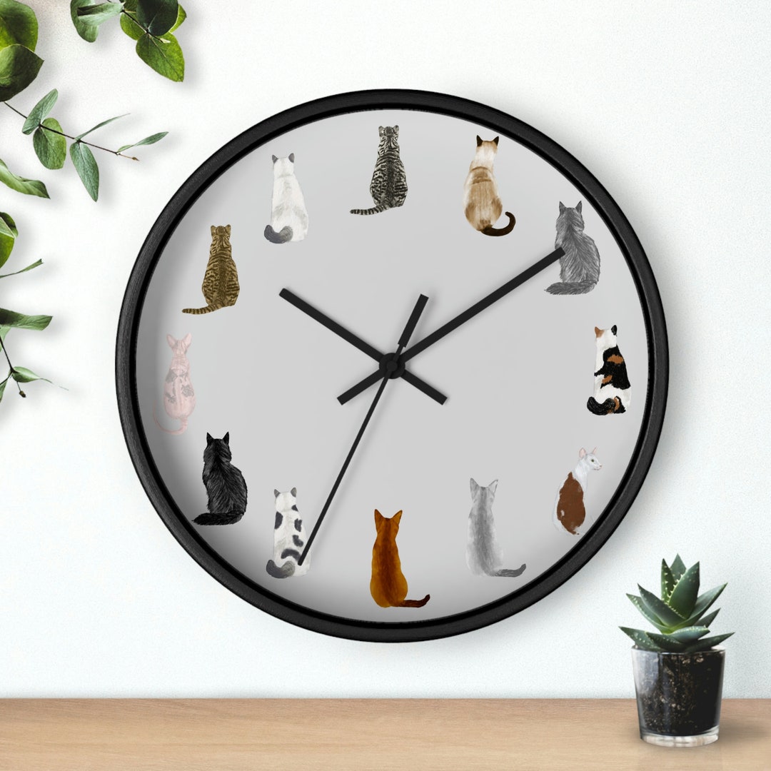 Cat Clock Cat Wall Clock Cat Cat Lover Gift Animal Clock - Etsy