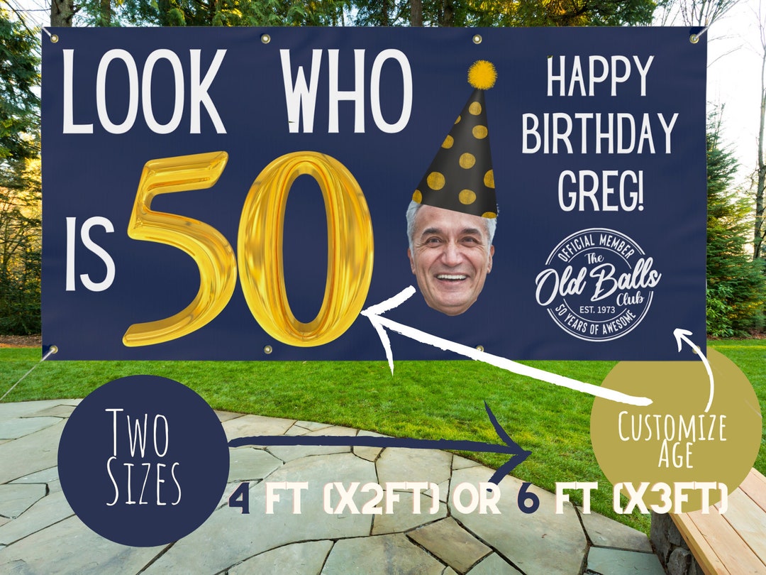 50th Birthday Banner for Men 50th Birthday Decor Large Birthday Banner ...