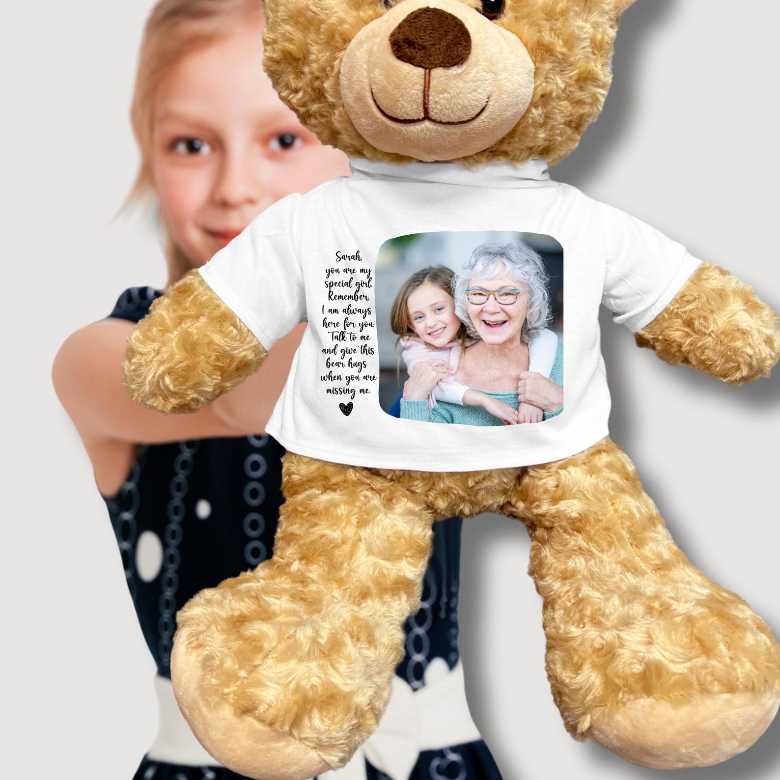 Custom Memory Bear Memorial Gift for Loss of Loved One Teddy Bear With ...