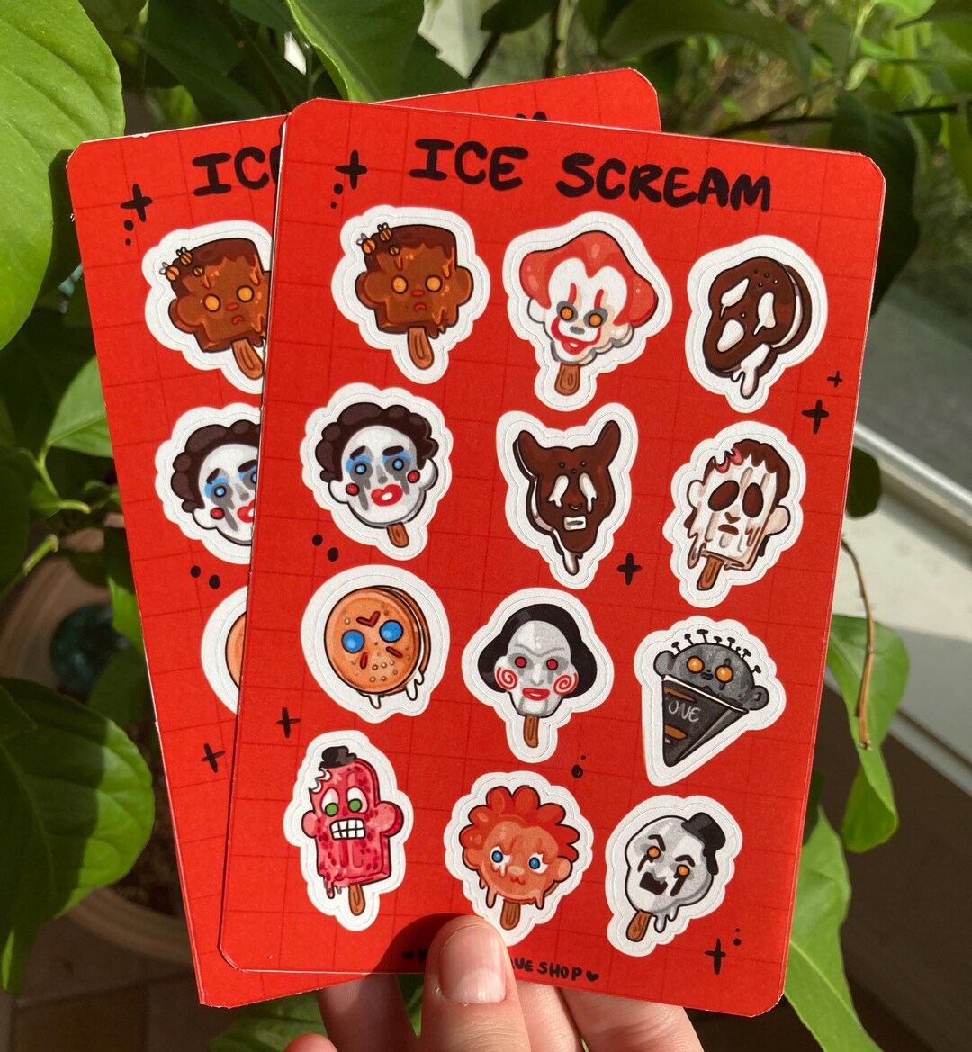 Slasher Horror Movie Ugly Popsicle Sticker Sheet, 80's, Ice Cream Truck ...