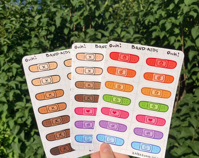 Band-aid Sticker Sheet, 4x6 In, Scrapbooking, Bullet Journal, Rainbow ...