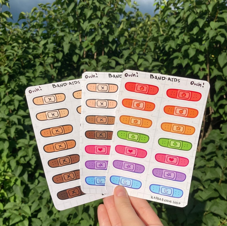 Band-aid Sticker Sheet, 4x6 In, Scrapbooking, Bullet Journal, Rainbow ...