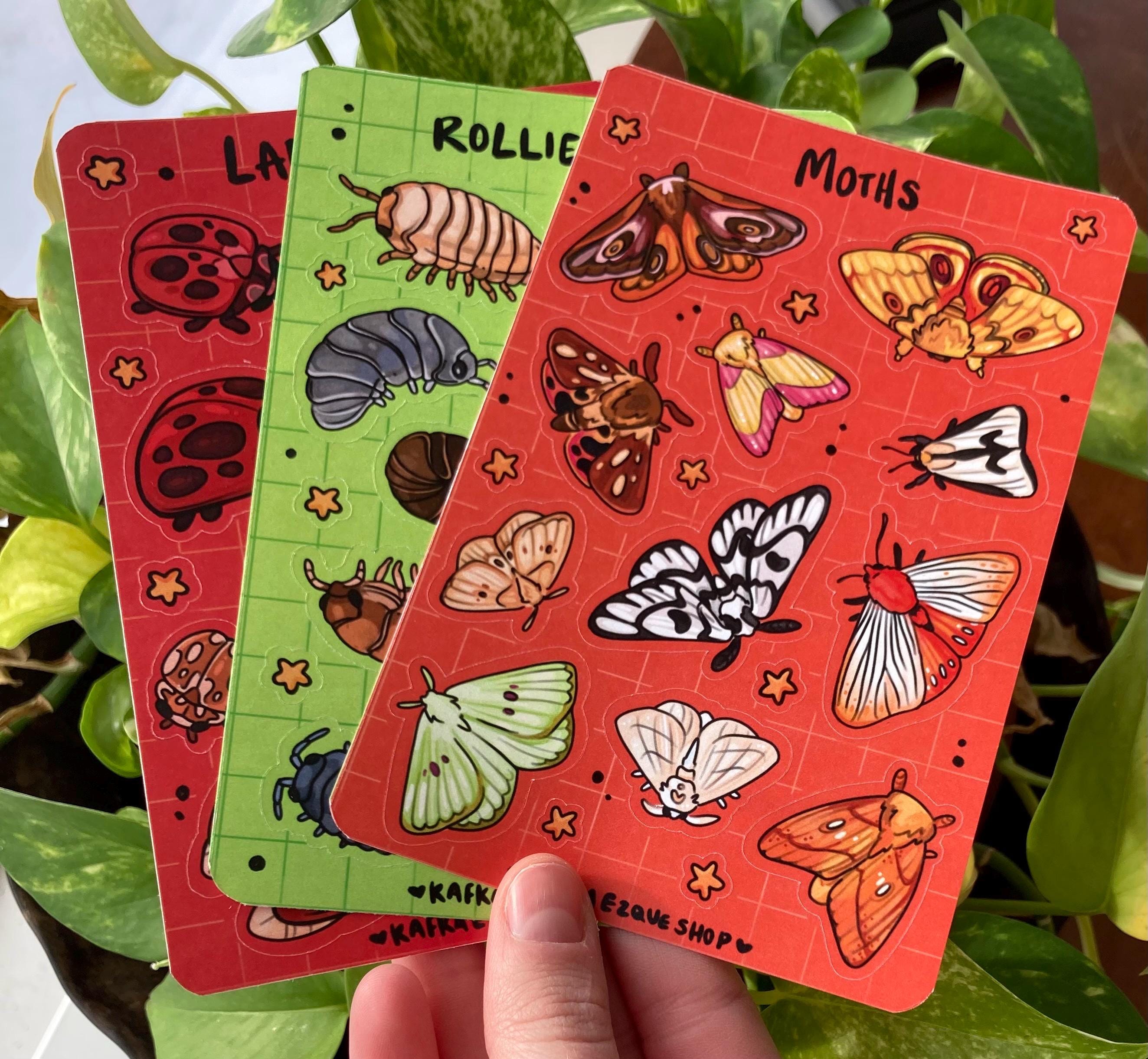 Bug Sticker Sheets Set, Insect, Beetle, Bug Art, Isopod, Ladybug, Moth ...