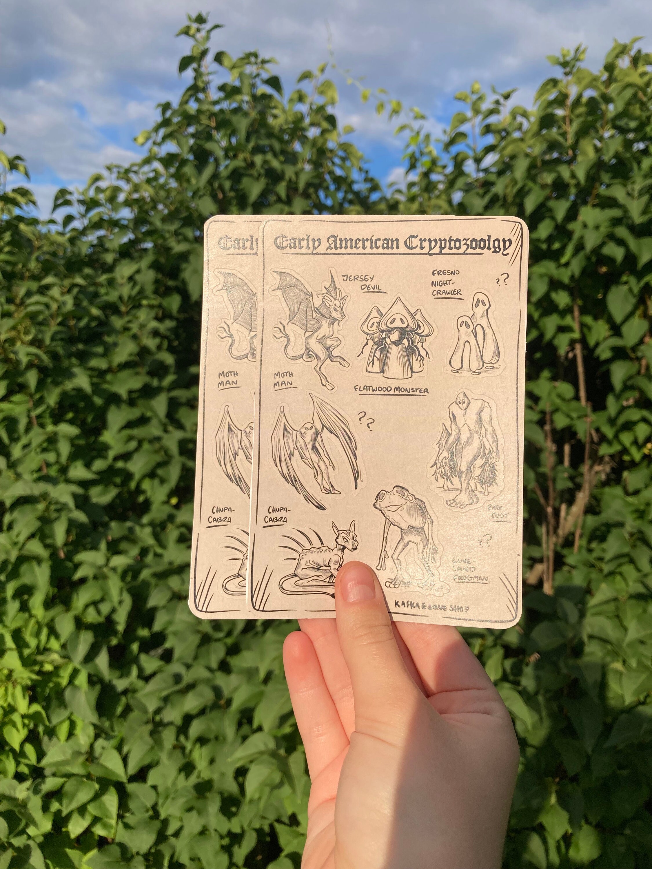 American Cryptozoology Themed Sticker Sheet, Crosshatching Style ...