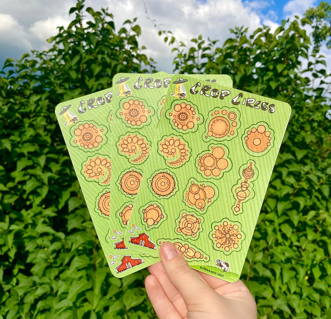 Crop Circle Themed Sticker Sheet, Alien Abduction, UFO, Cryptids, for ...