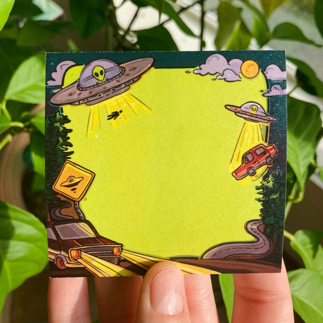 Alien Abduction Sticky Notes, 50 Count 3x3 Stationery, Cryptid, UFO ...