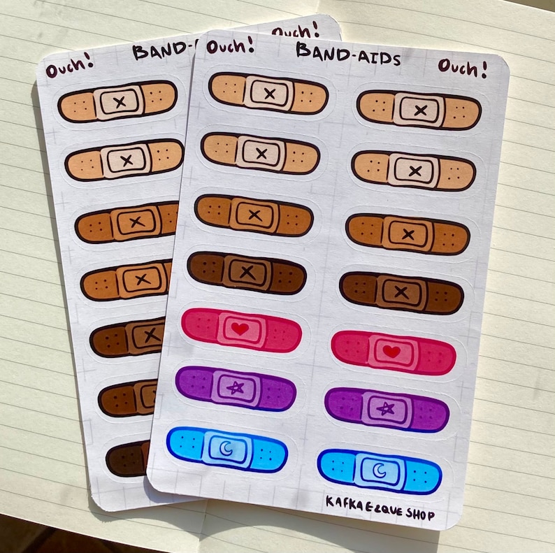 Band-aid Sticker Sheet, 4x6 In, Scrapbooking, Bullet Journal, Rainbow ...