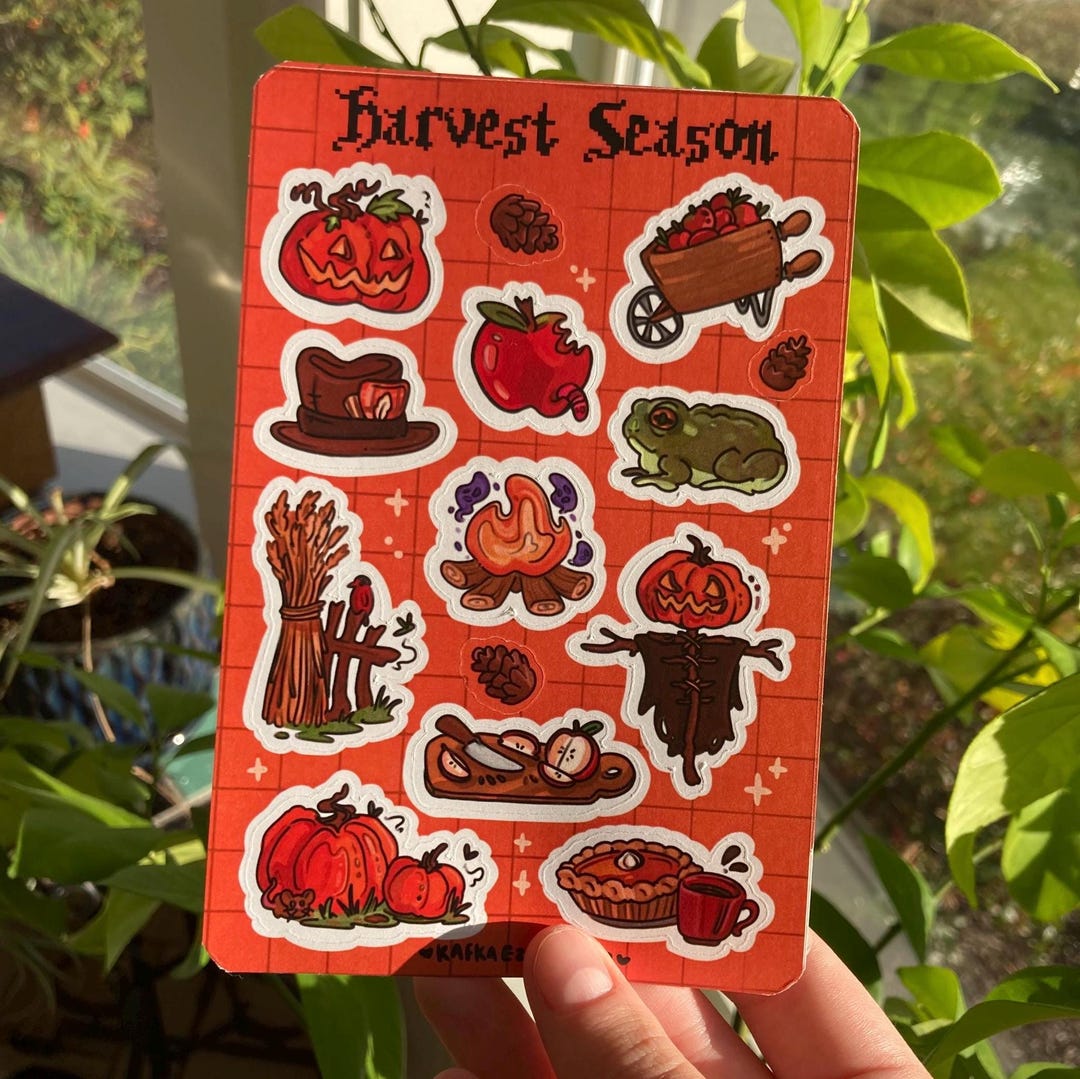 Garden Wall Cozy Sticker Sheet, Fall, Autumn, Orange, Harvest, Nature ...