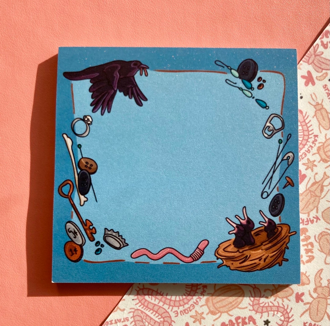 Crow Treasure Bordered Sticky Notes, 50 Count 3x3 Stationery, Crow-core ...