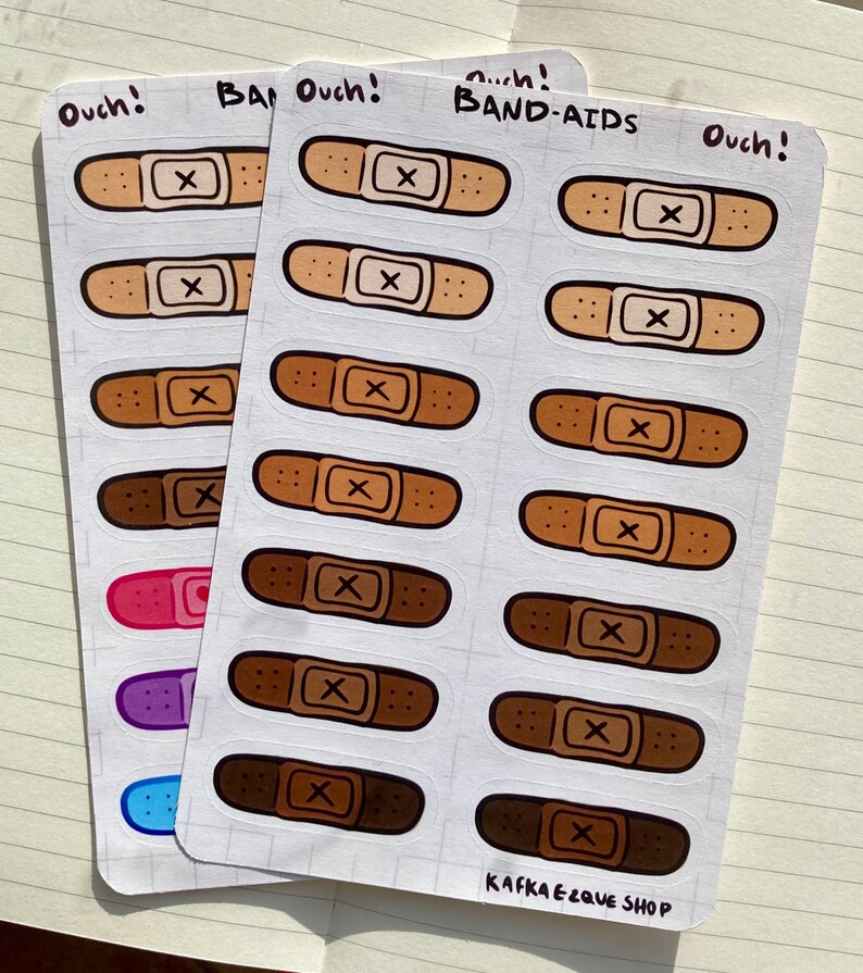 Band-aid Sticker Sheet, 4x6 In, Scrapbooking, Bullet Journal, Rainbow ...